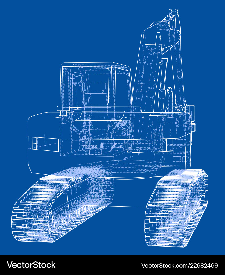 Excavator concept outline Royalty Free Vector Image