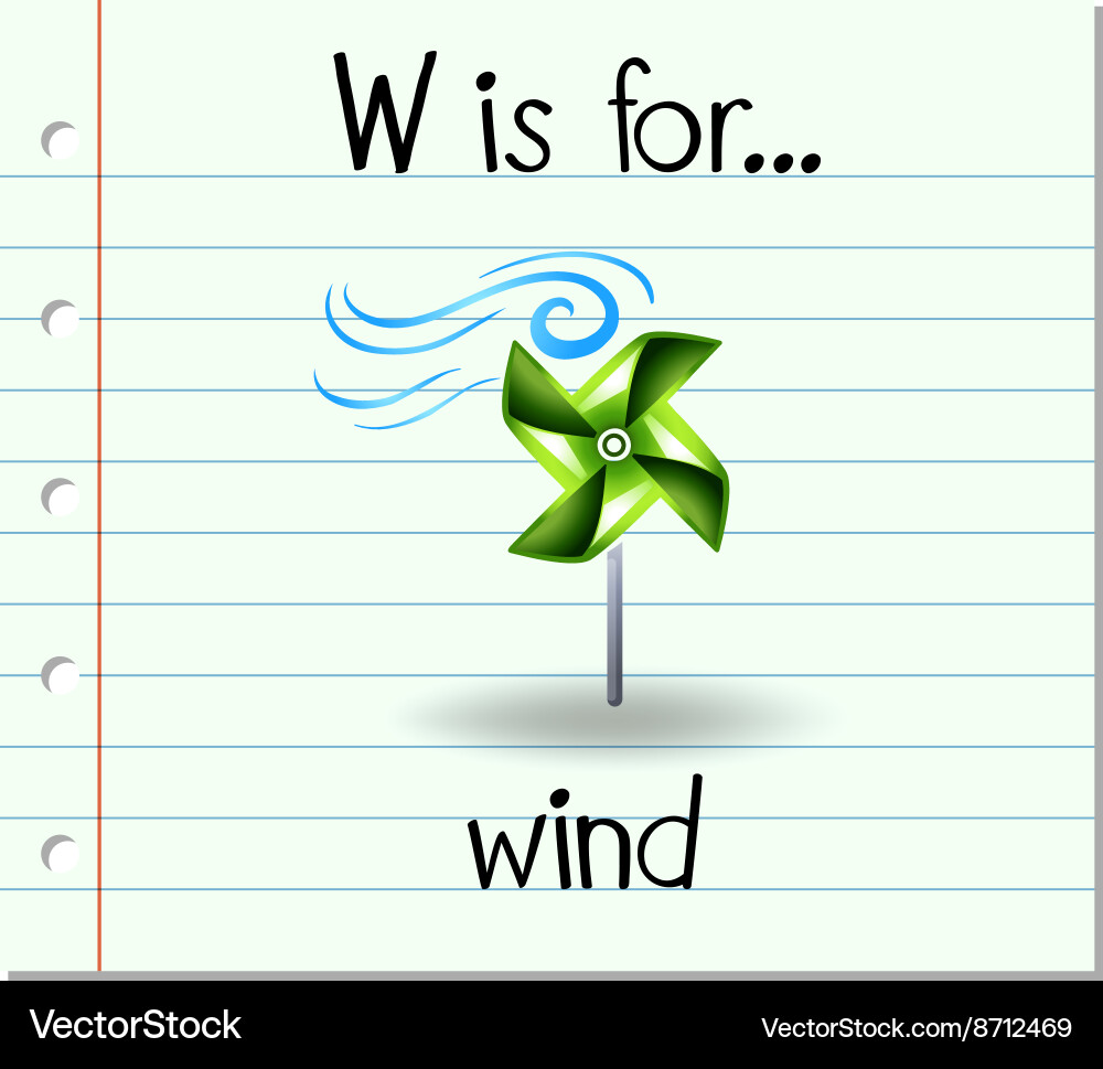 Flashcard letter w is for wind Royalty Free Vector Image