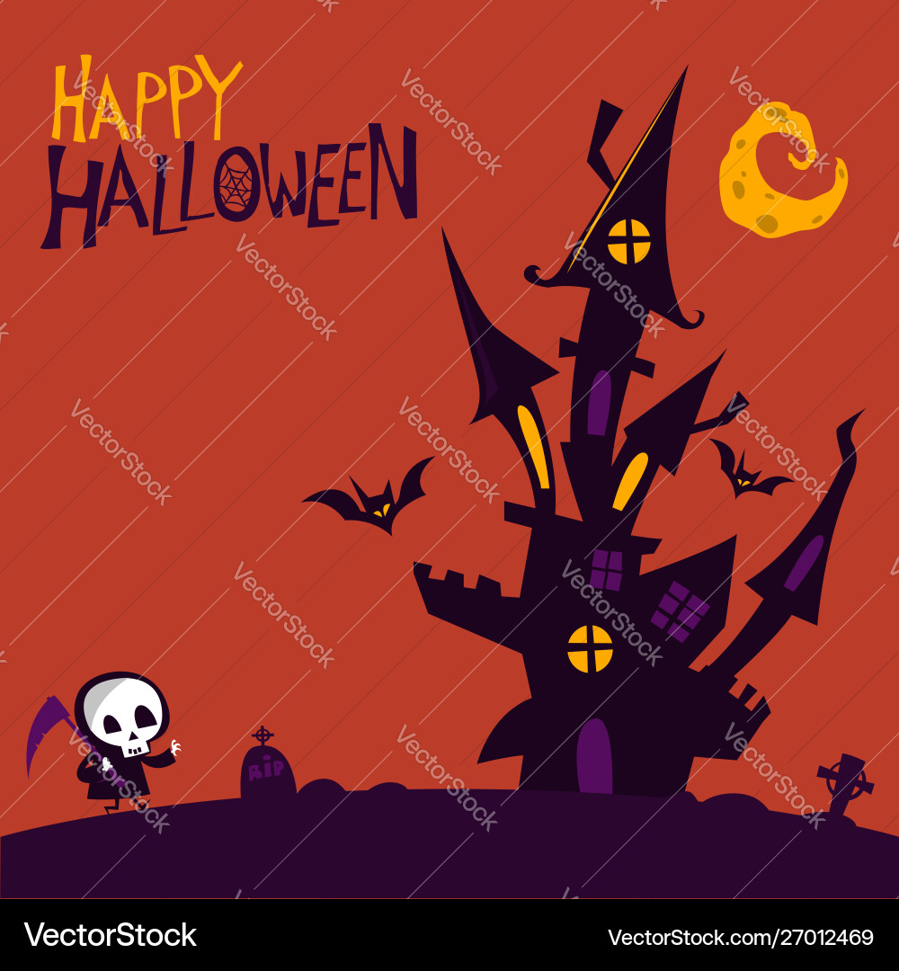 Halloween Haunted House Cartoon Royalty Free Vector Image