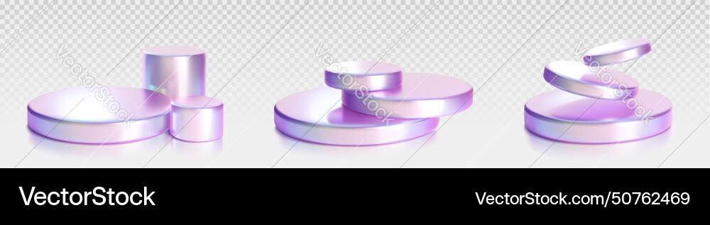 Holographic round and cylinder shape objects Vector Image