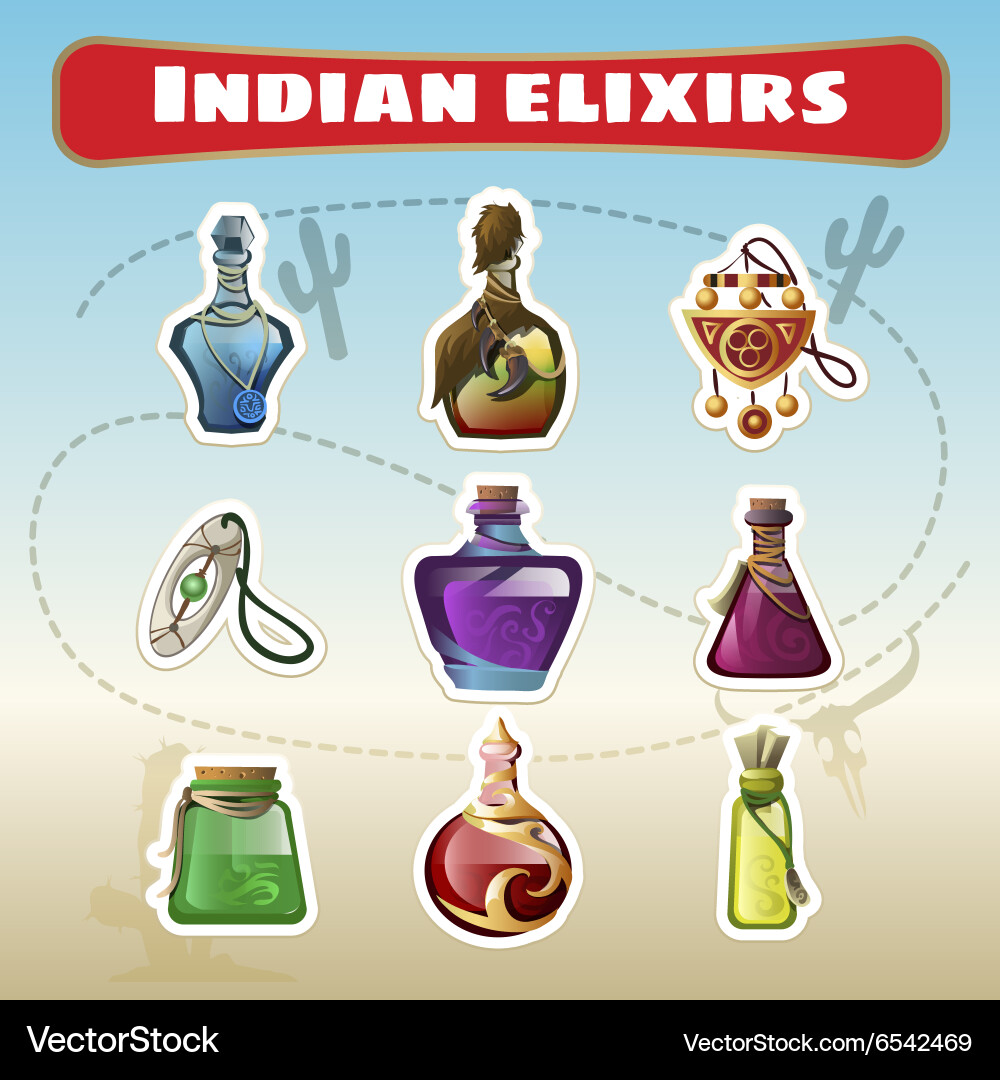 Indian set of elixirs Royalty Free Vector Image