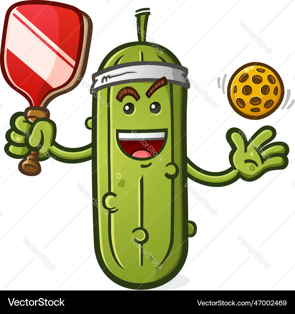 Pickleball cartoon mascot character Royalty Free Vector
