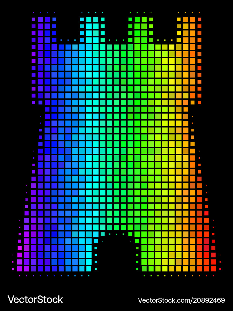 Rainbow pixel bulwark tower icon Royalty Free Vector Image