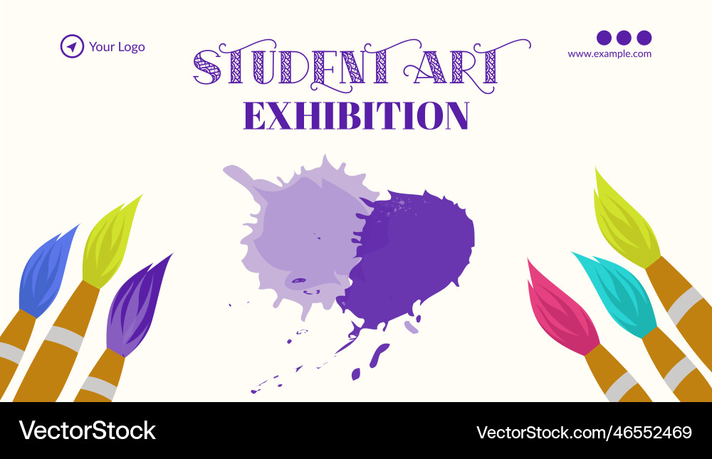 Student art exhibition landscape banner design Vector Image