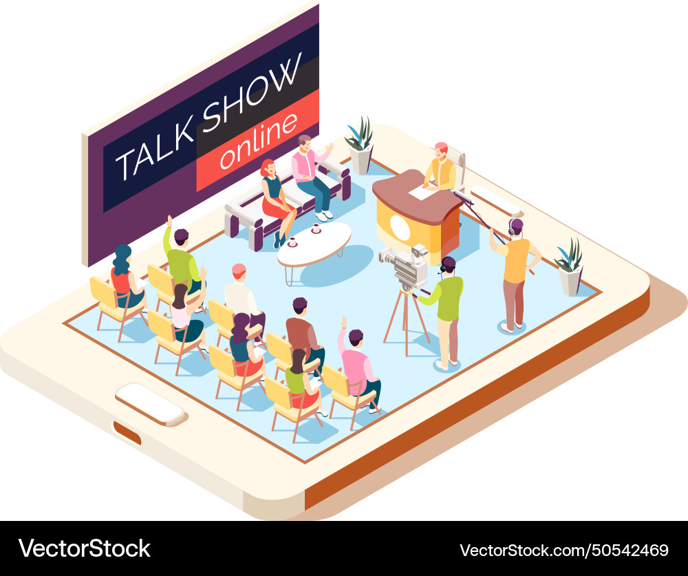 Talk show isometric composition Royalty Free Vector Image