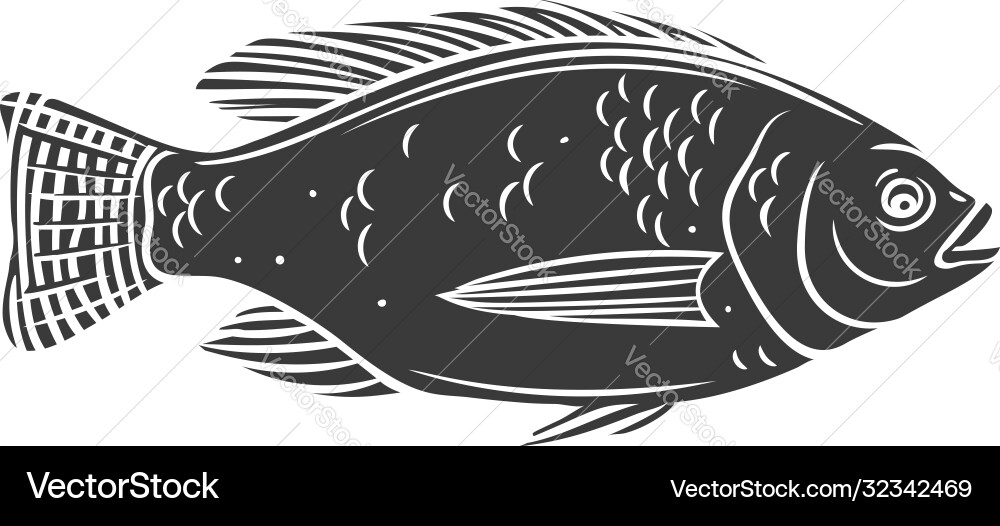 Tilapia fish glyph icon Royalty Free Vector Image