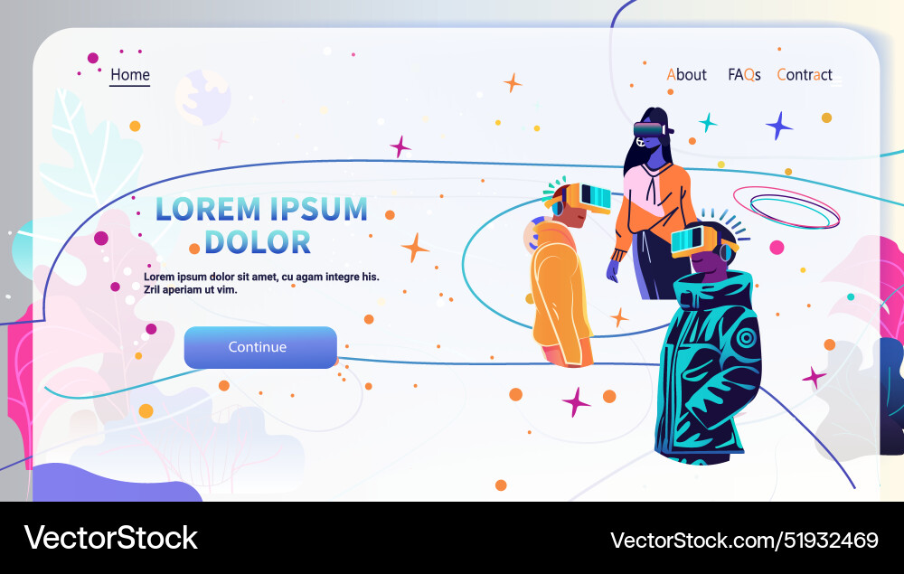 Virtual reality people group community technology Vector Image