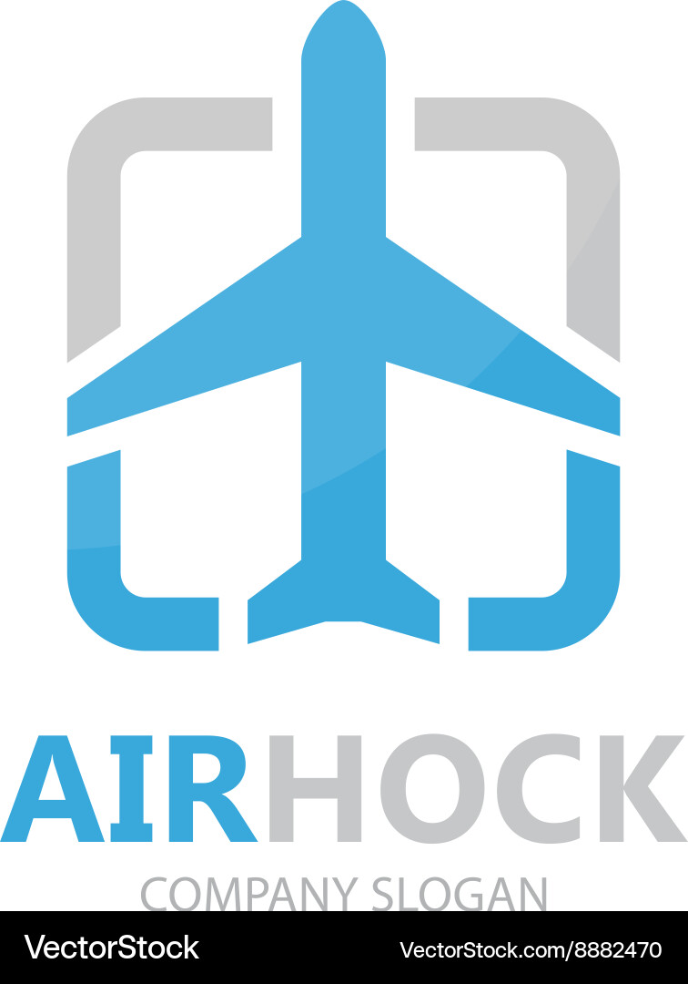 Airplane logo design airport Royalty Free Vector Image