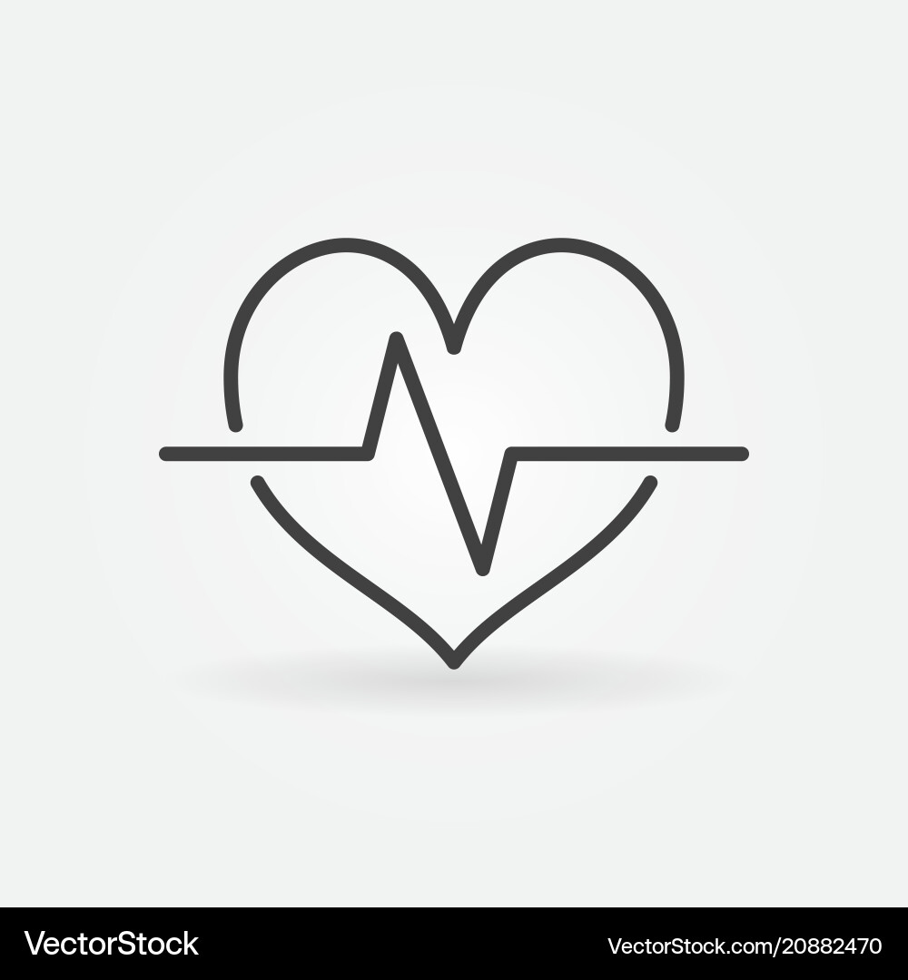 Cardiac cycle linear icon heartbeat Royalty Free Vector