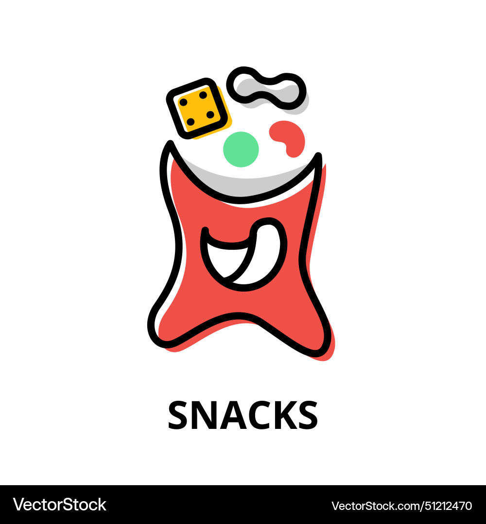 Concept of snacks icon flat line design Royalty Free Vector