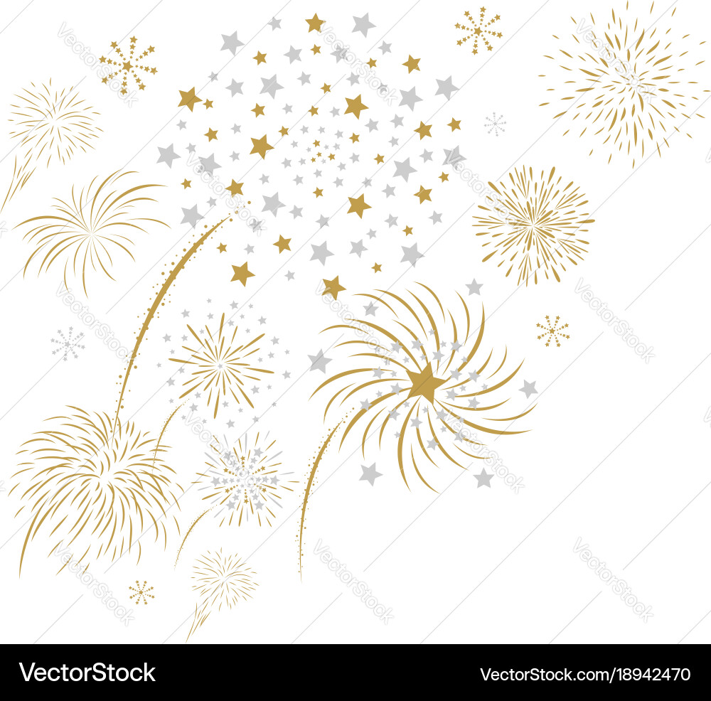 Fireworks design isolated on white background Vector Image