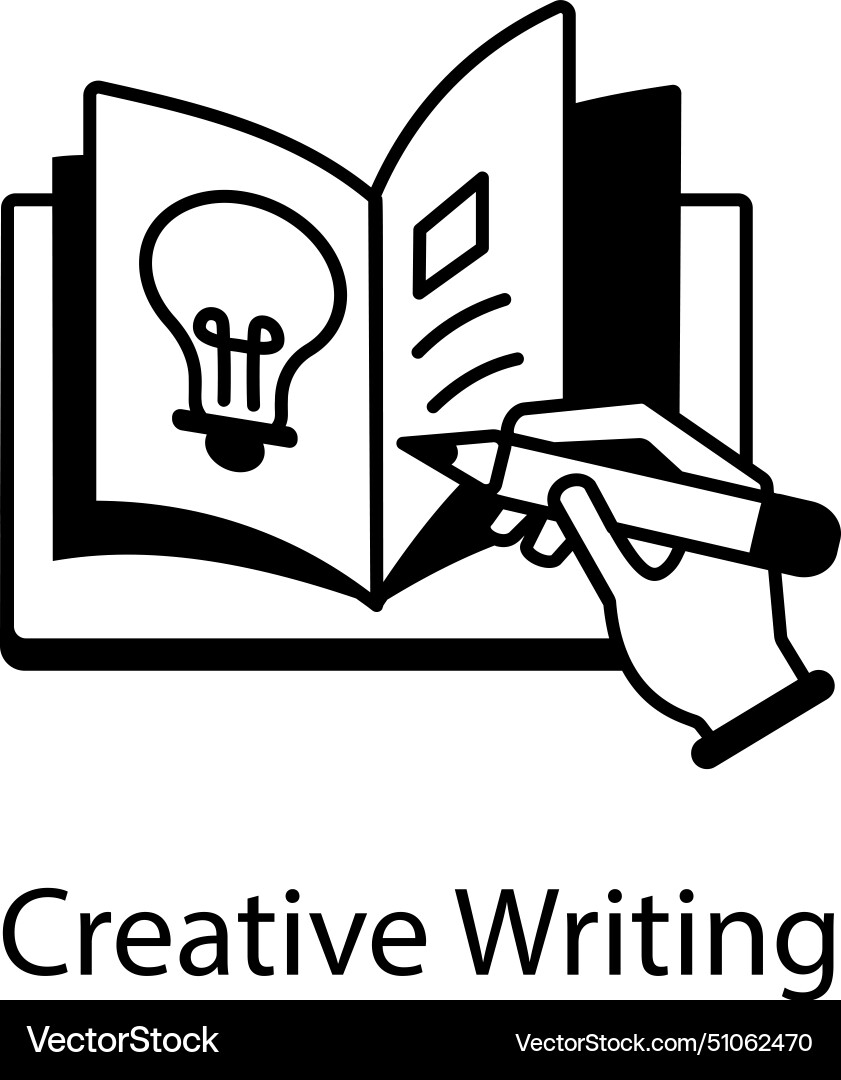 Linear icons depicting creative writing Royalty Free Vector
