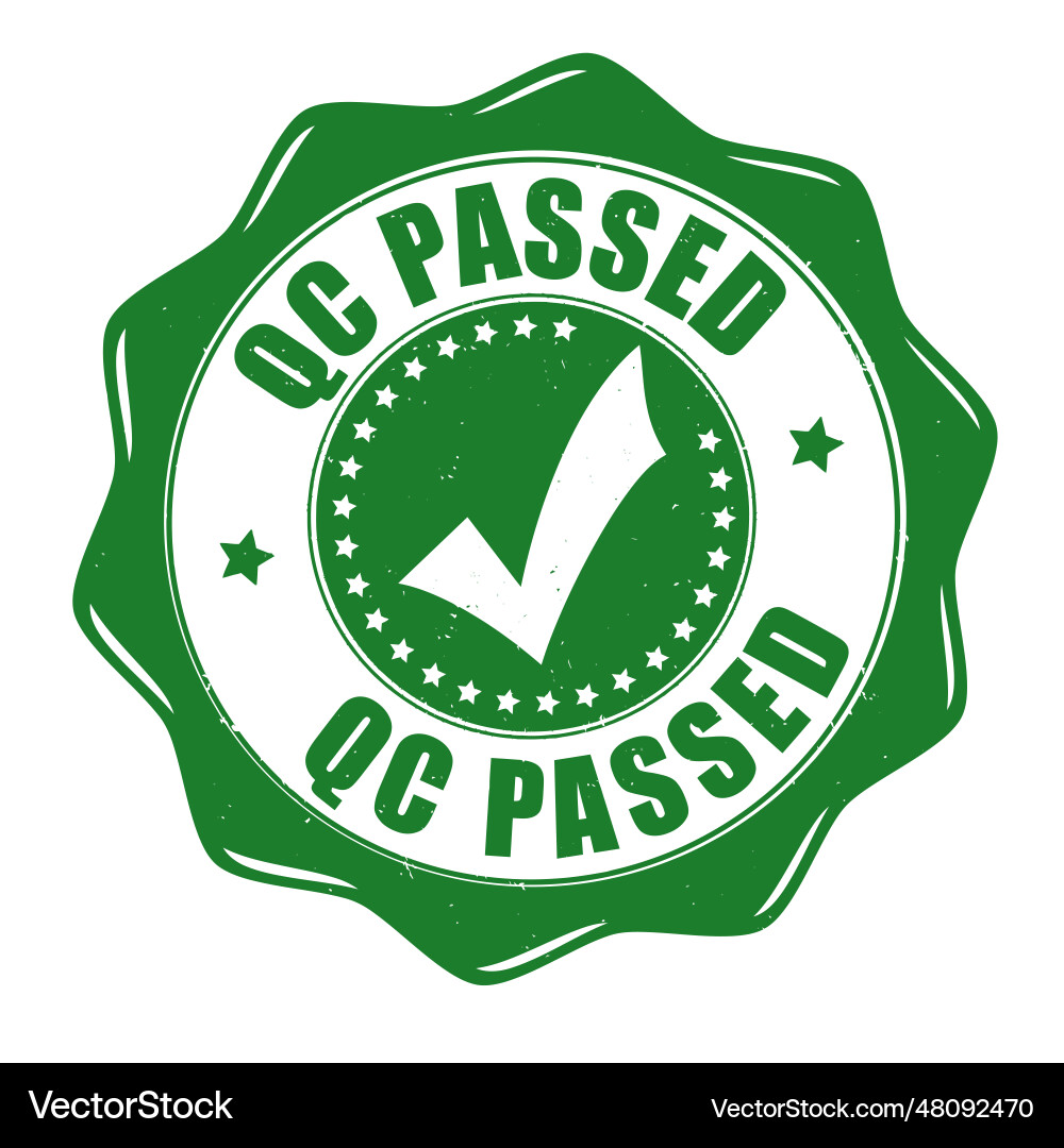 Qc passed grunge rubber stamp Royalty Free Vector Image