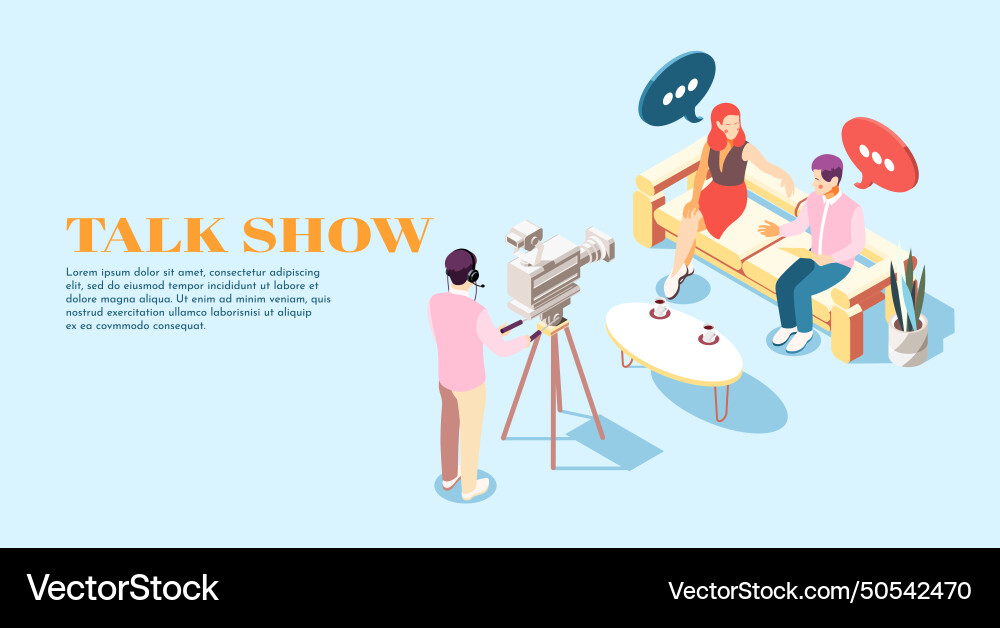 Talk show isometric background Royalty Free Vector Image