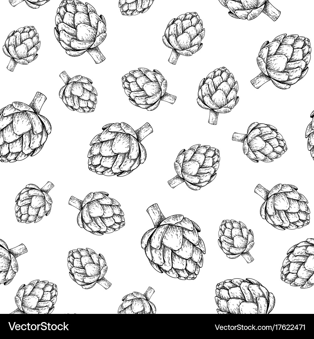 Artichoke hand drawn seamless pattern Royalty Free Vector
