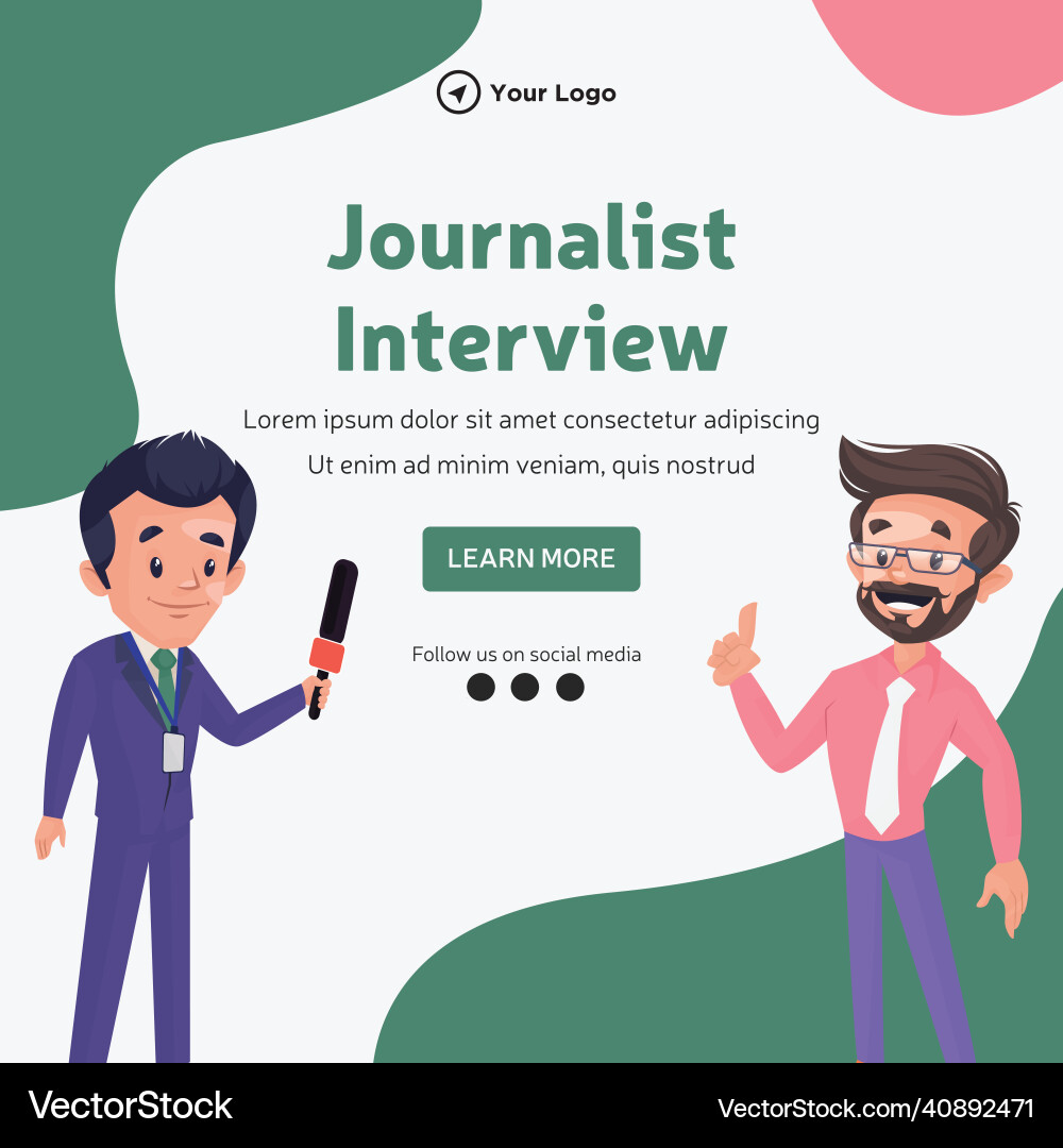 Banner design of journalist man Royalty Free Vector Image