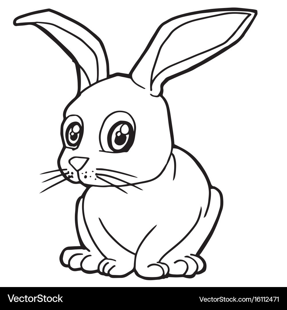 Cartoon cute rabbit coloring page Royalty Free Vector Image