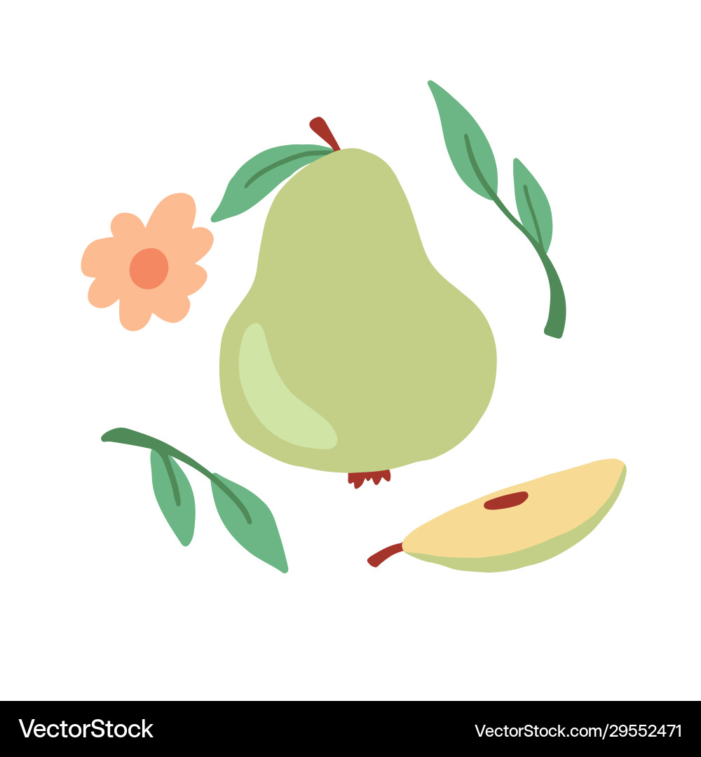 Cartoon style green pear Royalty Free Vector Image