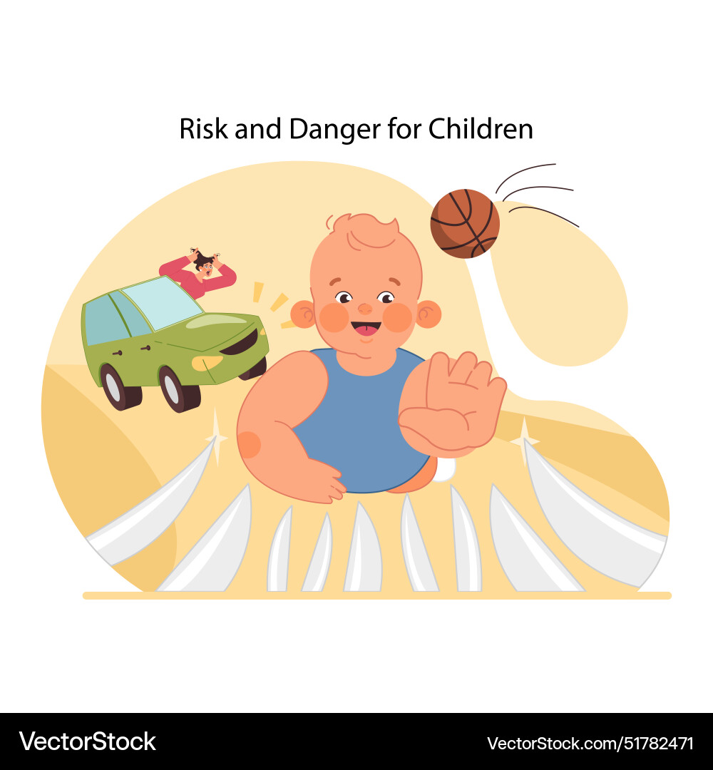 Child safety alert flat Royalty Free Vector Image
