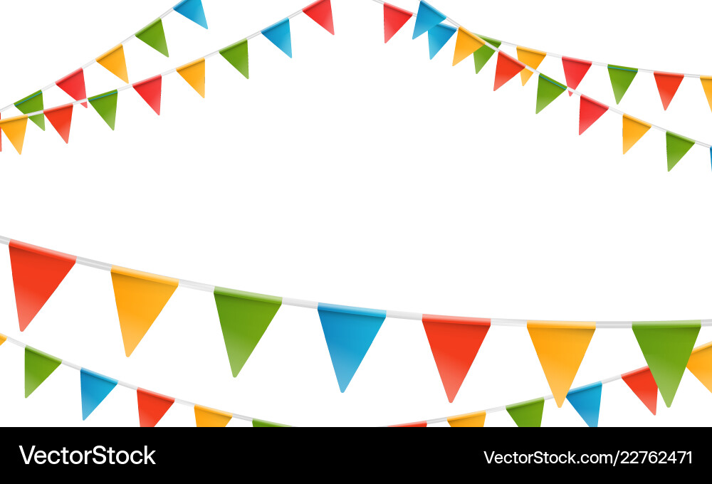 Color triangle flags garland horizontal Royalty Free Vector