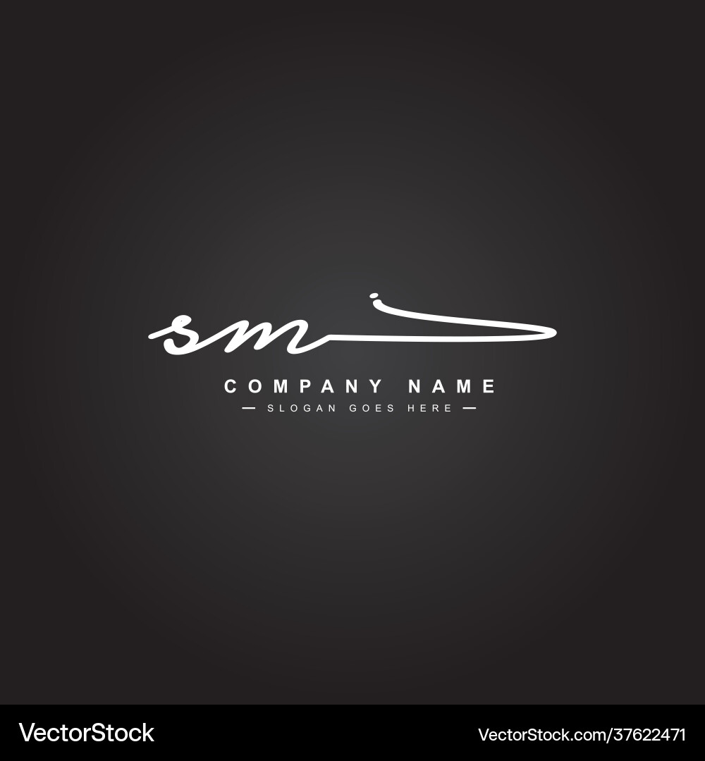 Elegant SM Initial Signature Logo Royalty Free Vector Image