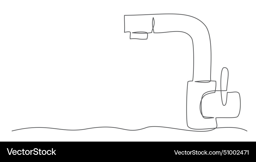Faucet one line drawing isolated on white Vector Image