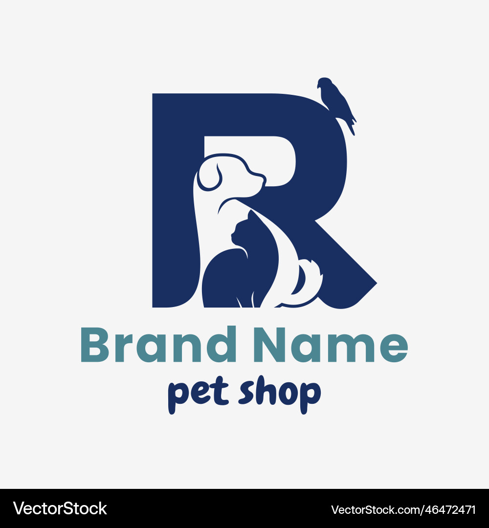 Initial letter r pets logo design Royalty Free Vector Image