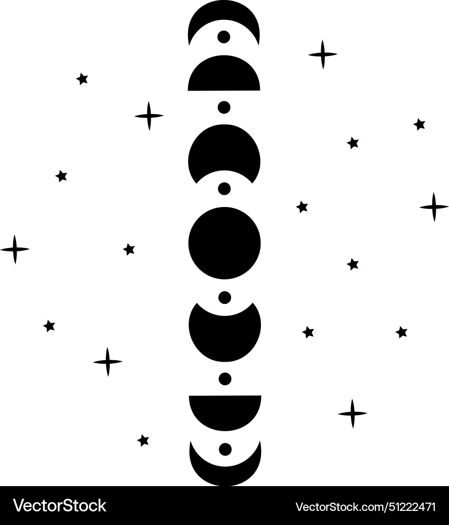 Trendy vertical black moon phase graphic mystical Vector Image