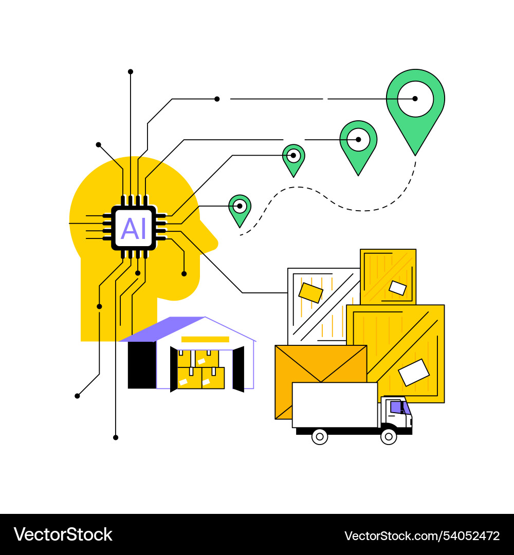 Ai-enhanced supply chain optimization abstract Vector Image