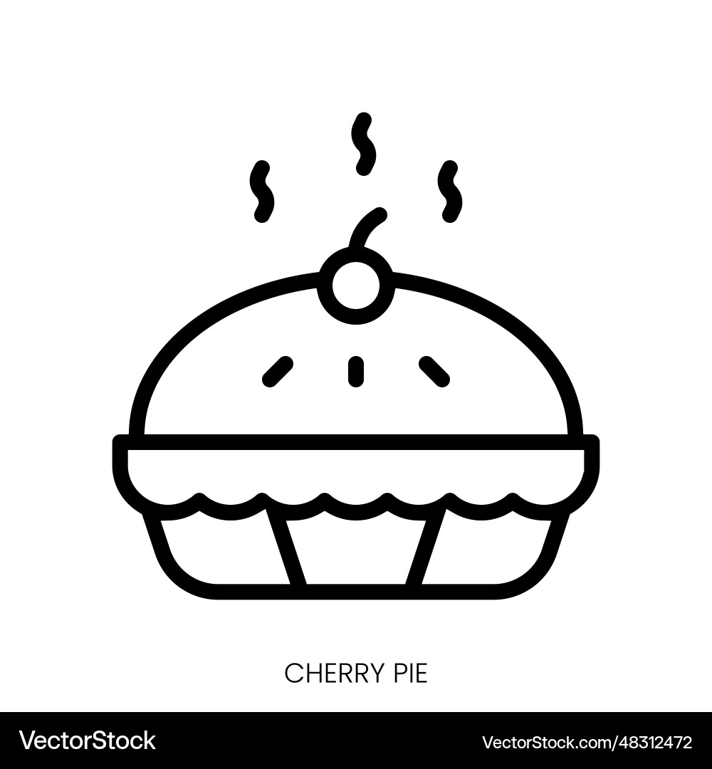 Cherry pie icon line art style design isolated Vector Image
