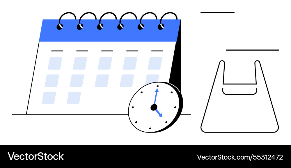 Desk calendar with clock appointment book and Vector Image
