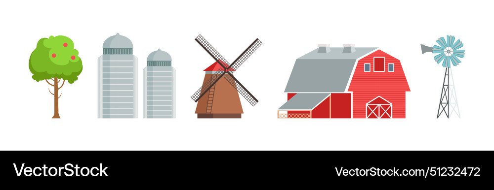 Farm and ranch rural object with tree barn Vector Image