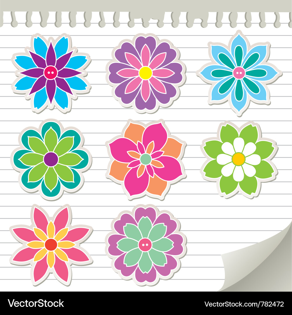 Flower stickers Royalty Free Vector Image - VectorStock
