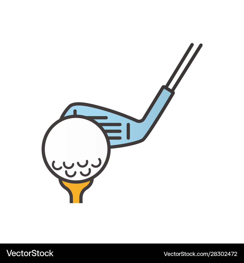 Golf Ball on Tee with Club Icon Royalty Free Vector Image