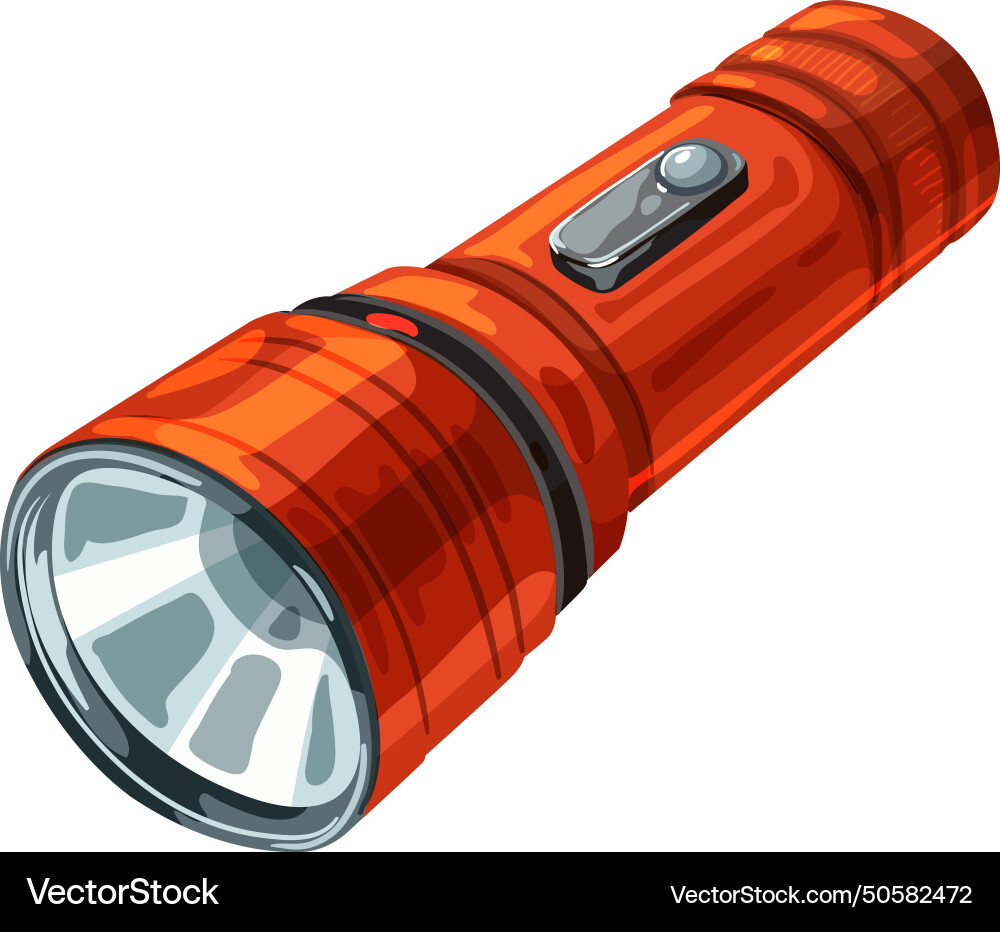 Graphic of a portable red flashlight Royalty Free Vector