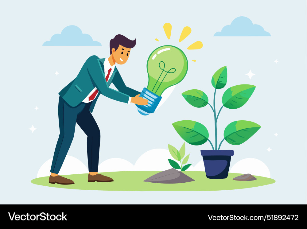 Green business innovation nurturing eco-ideas Vector Image
