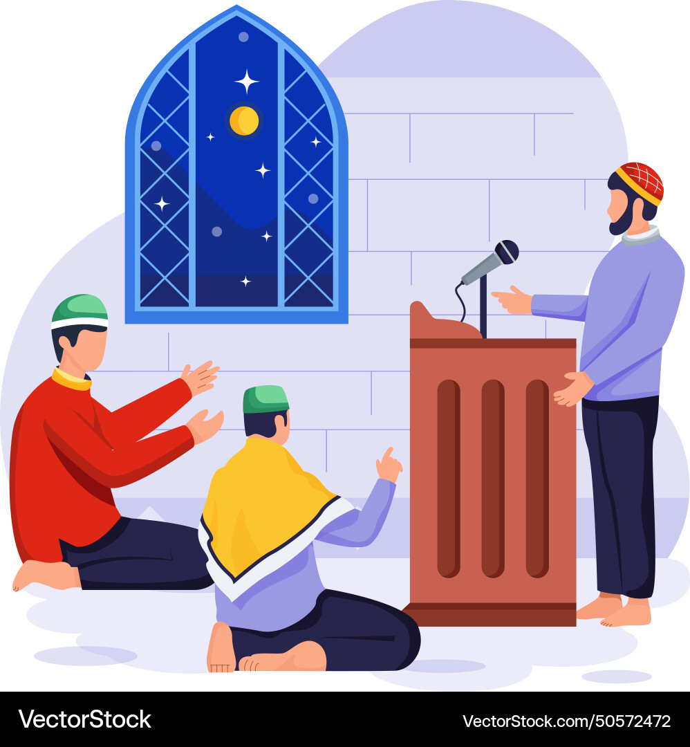 Ramadan flat character Royalty Free Vector Image