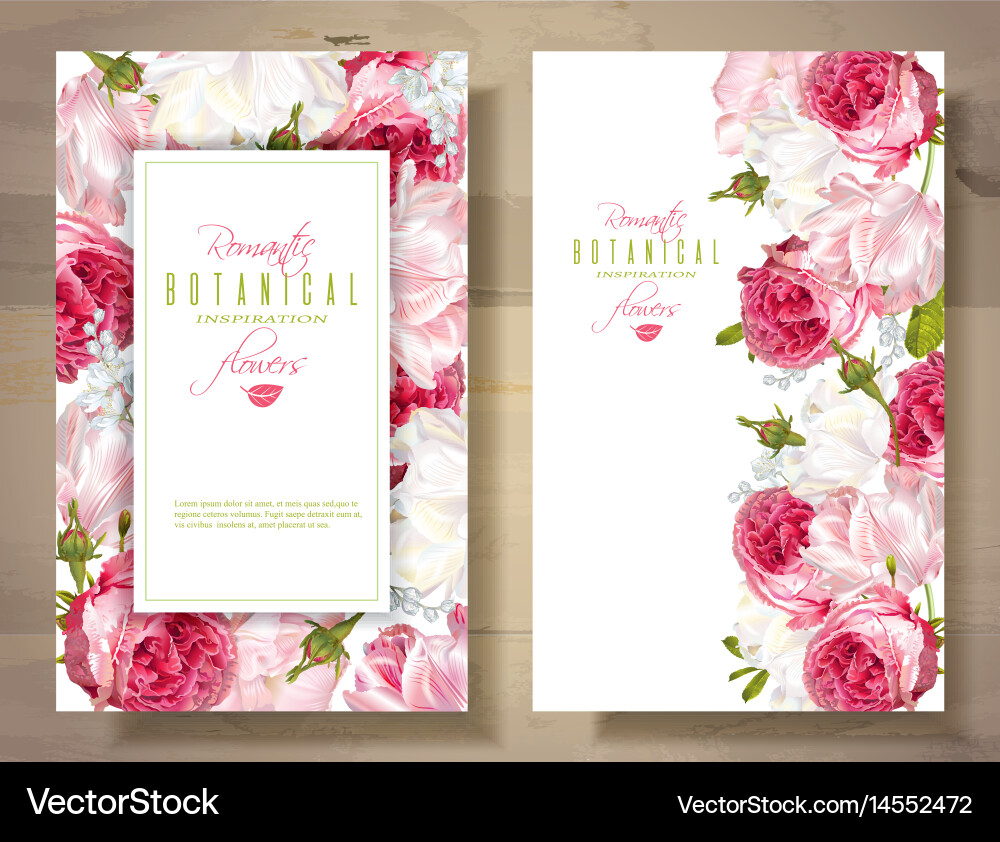 Romantic flowers vertical banners Royalty Free Vector Image