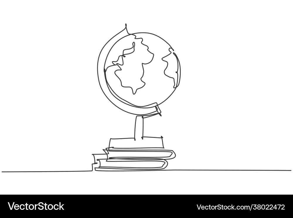 Single one line drawing world globe round map Vector Image