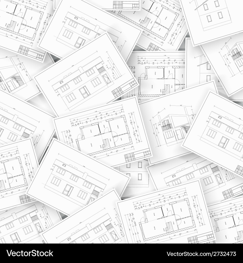 Architectural Blueprint Collage Royalty Free Vector Image