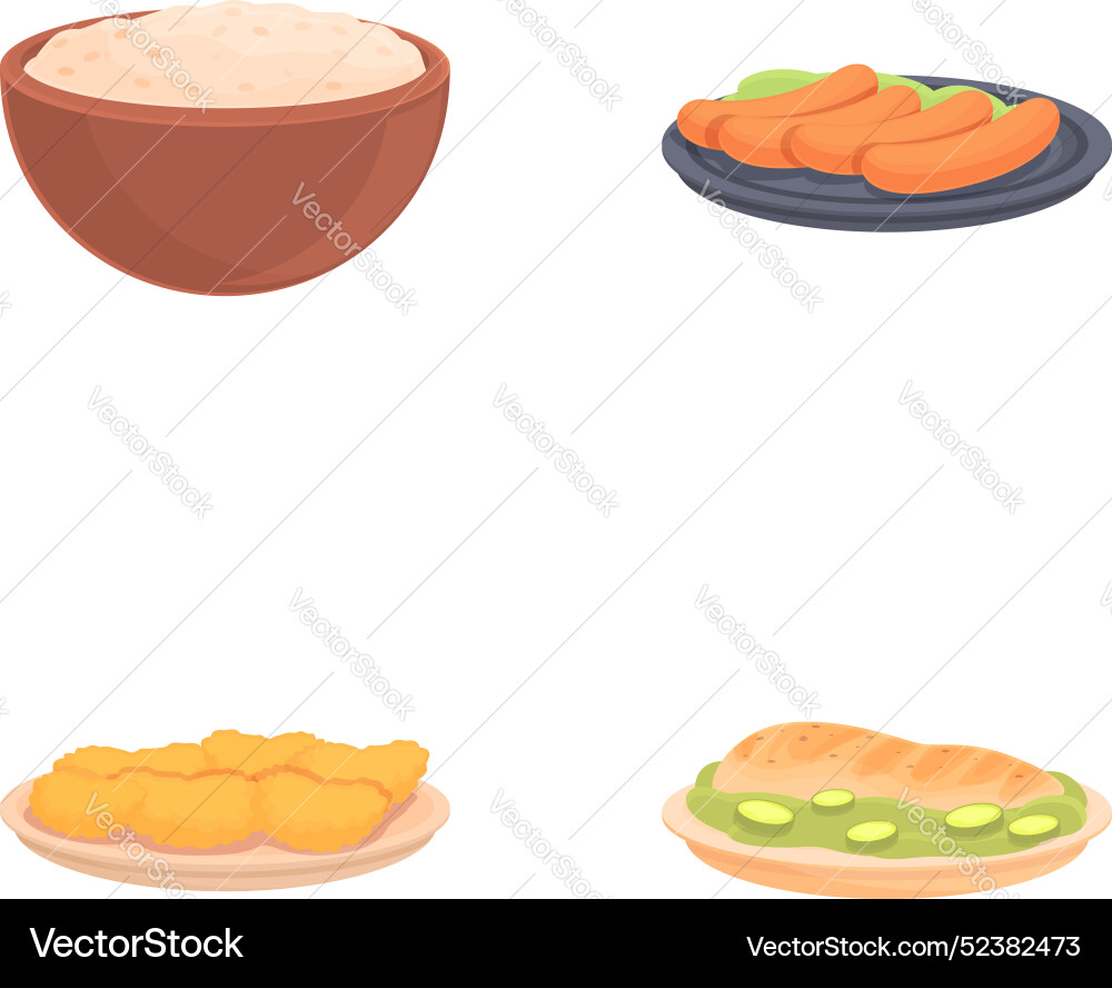 Assorted cartoon comfort food Royalty Free Vector Image