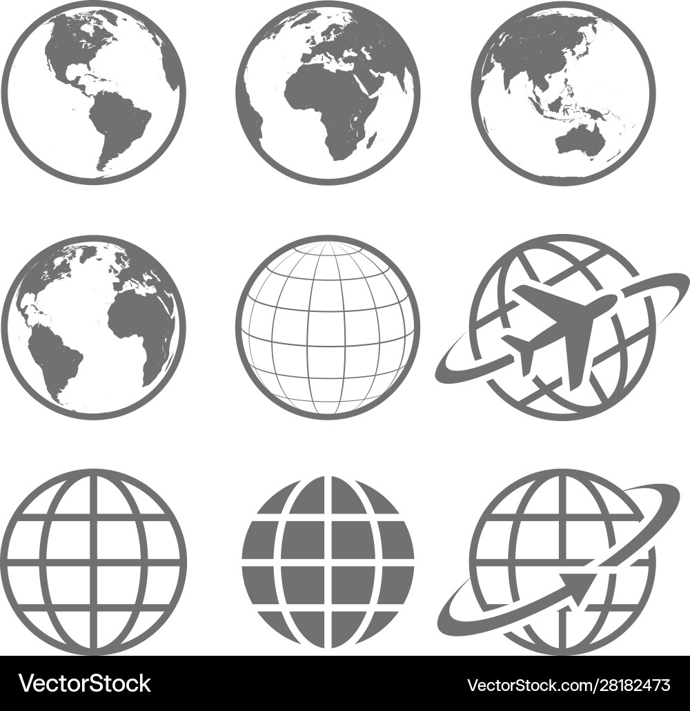 Earth globe icon set Royalty Free Vector Image