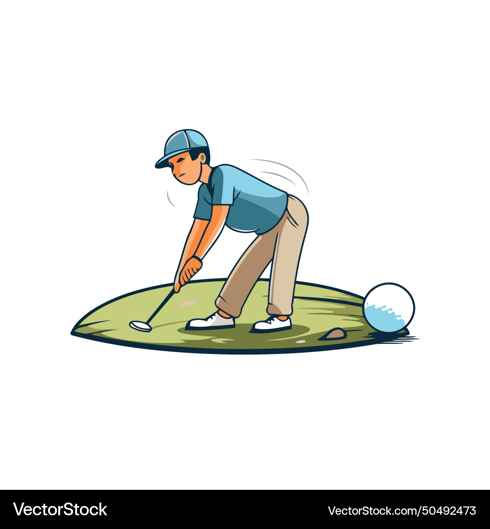 Golfer on a golf course in cartoon style Vector Image
