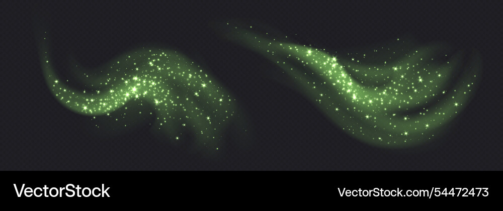 Green magic cloud with sparkles stardust Vector Image