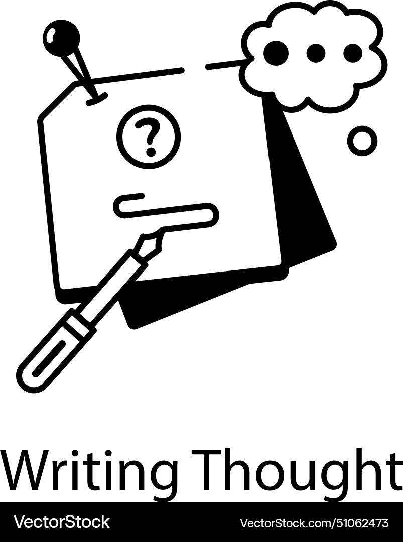 Linear icons depicting creative writing Royalty Free Vector