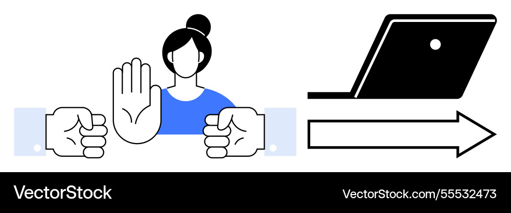 Person stopping conflict redirecting attention Vector Image