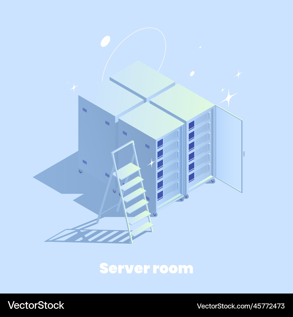 Server Room Hosting Composition Royalty Free Vector Image