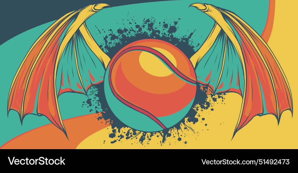 Tennis ball with wings Royalty Free Vector Image