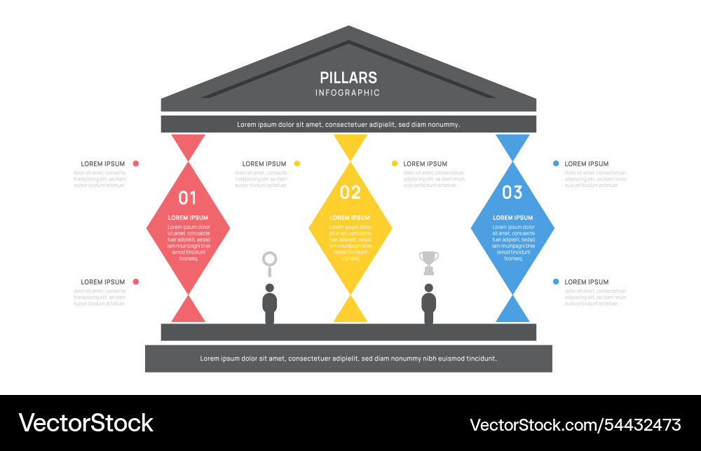 Three pillars infographic diagram chart template Vector Image