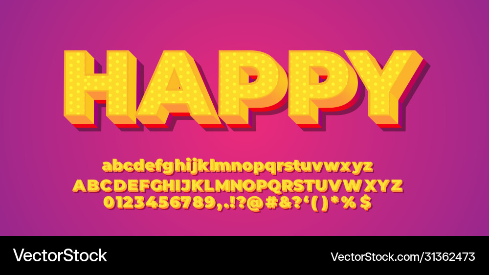 Yellow pop bright 3d font style design templates Vector Image